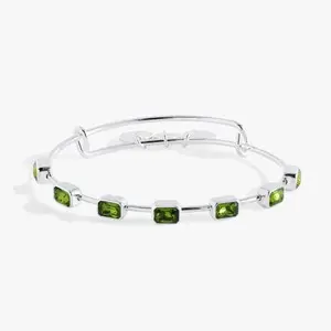 ALEX AND ANI Emerald Cut Birthstone Bangle - Silver 